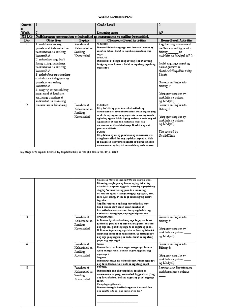 Subukin: Key Stage 1 Template Created by Depedclick As Per Deped Order ...