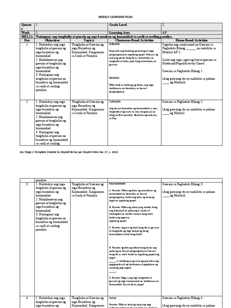 Subukin: Key Stage 1 Template Created by Depedclick As Per Deped Order ...