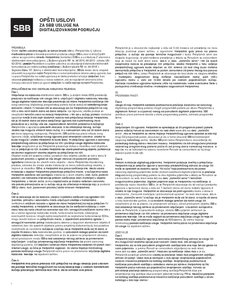 SBB Opsti Uslovi DP 070420201 | PDF