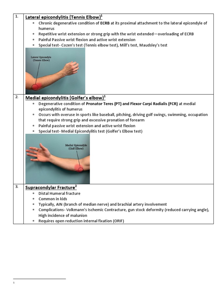 Elbow Joint Conditions | PDF | Elbow | Anatomical Terms Of Motion