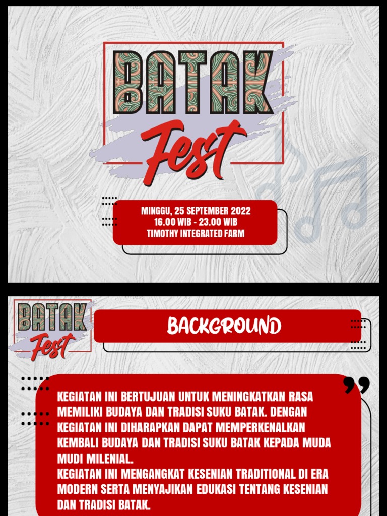 Proposal Kegiatan Batak Fest | PDF | Seni