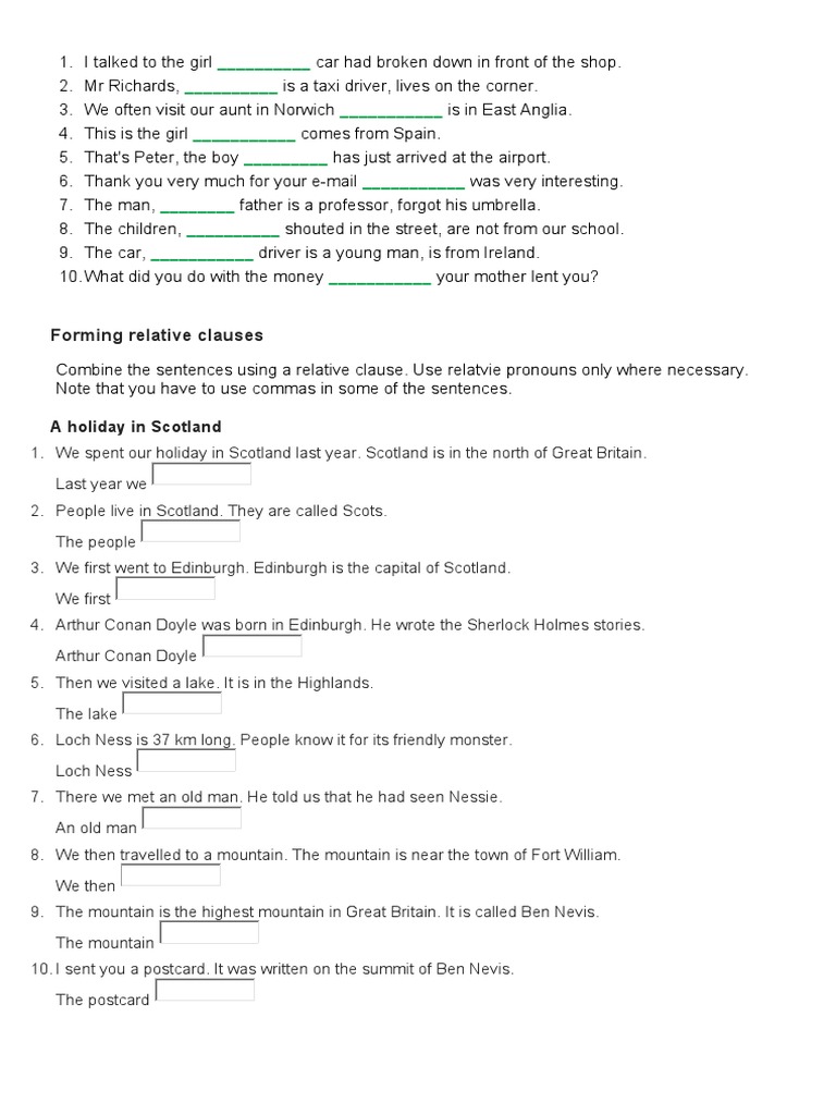 Forming Relative Clauses Practice | PDF