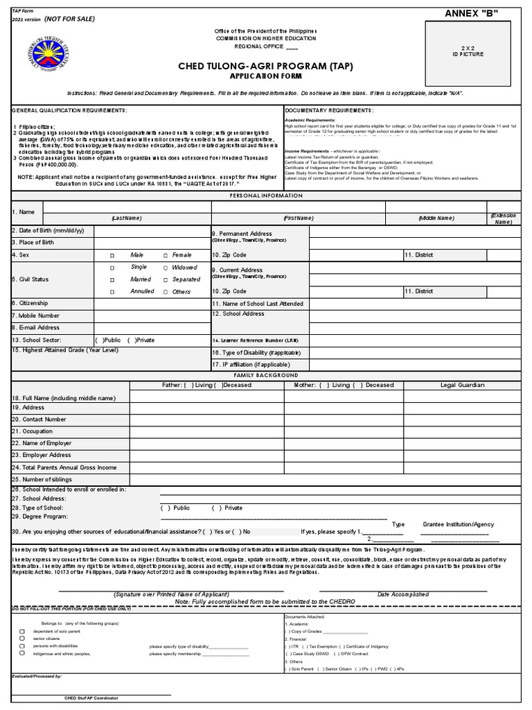 4 CMO ANNEX B CHED Tulong Agri Application Form | PDF