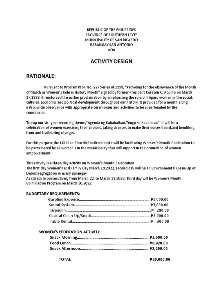 Women's Activity Design | PDF | Asia | Southeast Asia