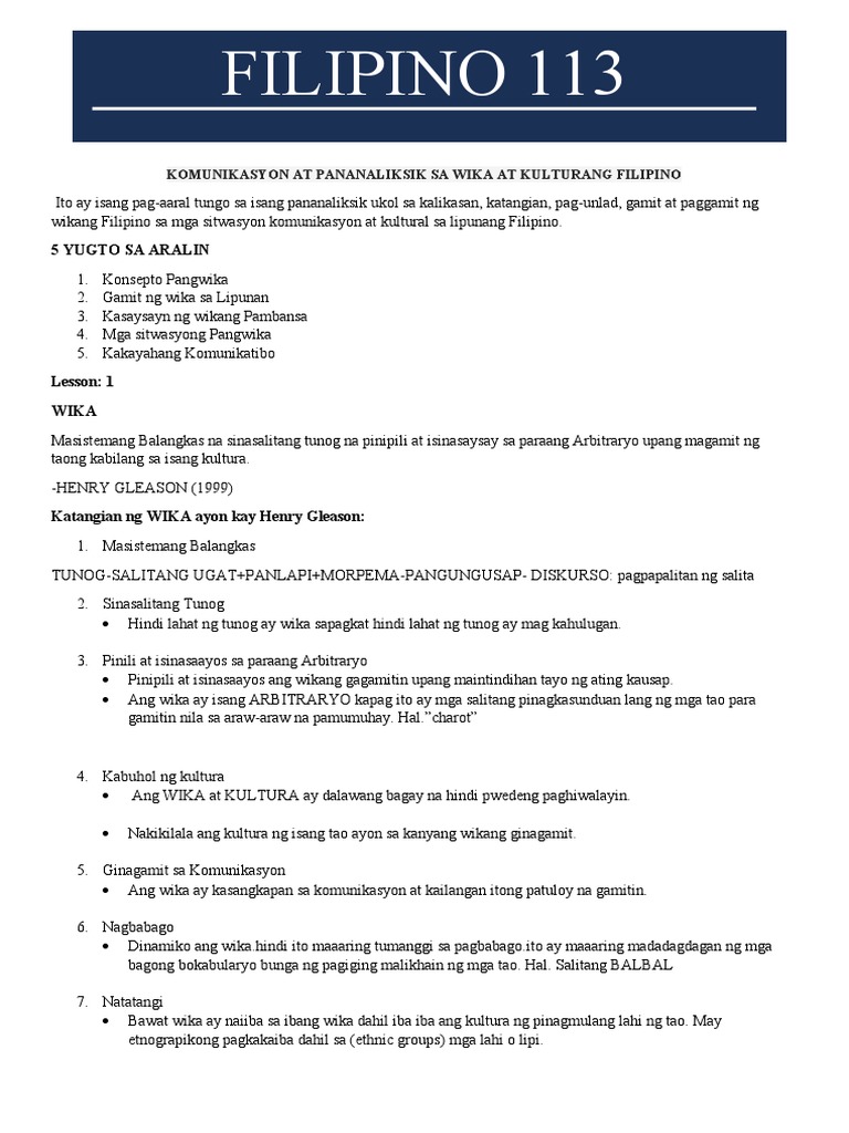 Filipino Notes | PDF