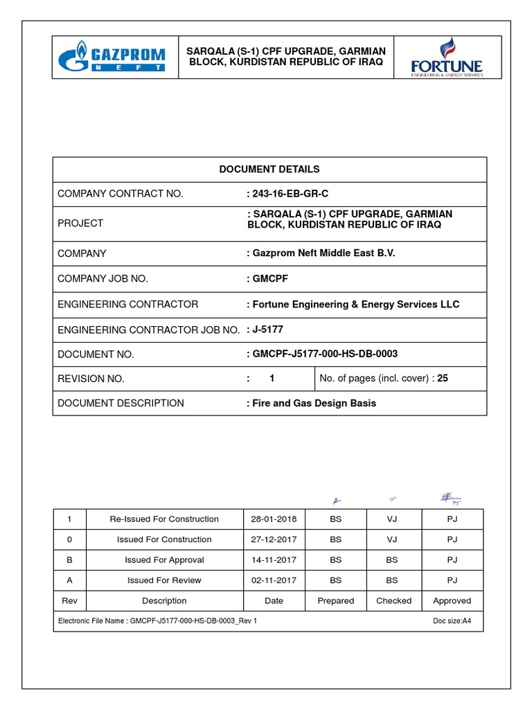 GMCPF-J5177-000-HS-DB-0003 - 1-Fire and Gas Design Basis | PDF | Sensor ...