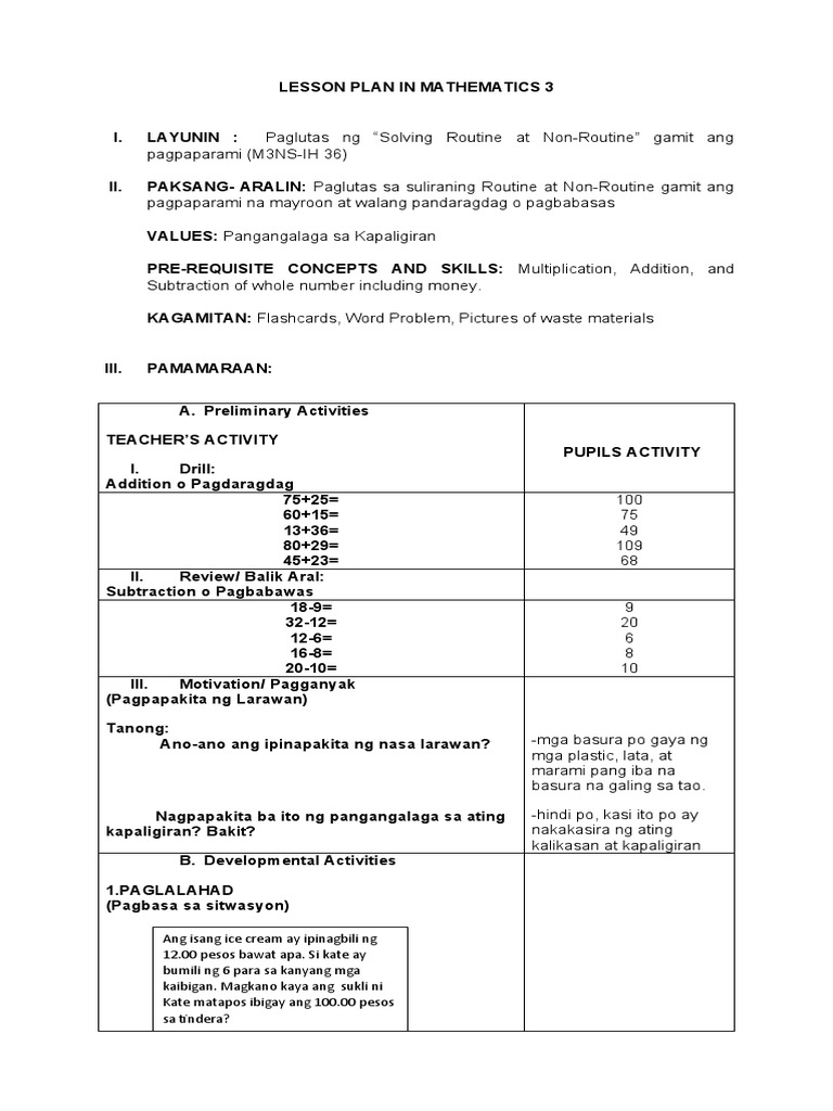 Lesson Plan (MATH) | PDF