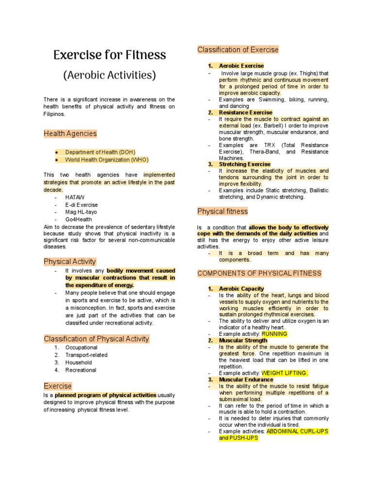 Exercise Classification and Benefits | PDF | Physical Fitness ...