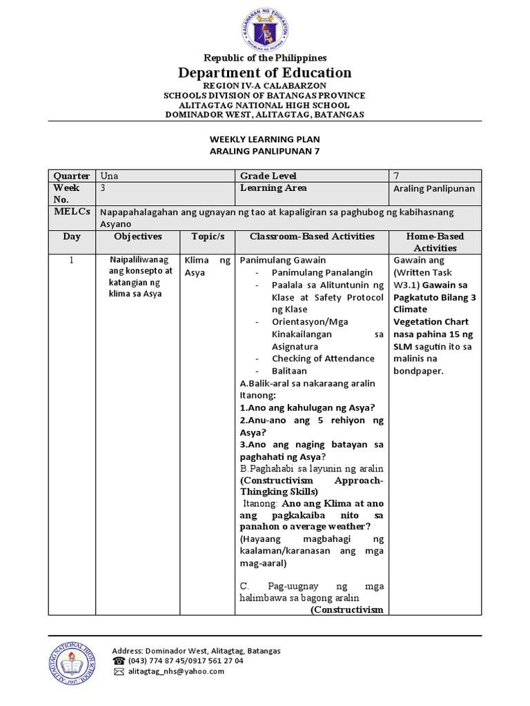 AP 7 WLP w3 q1 Final | PDF
