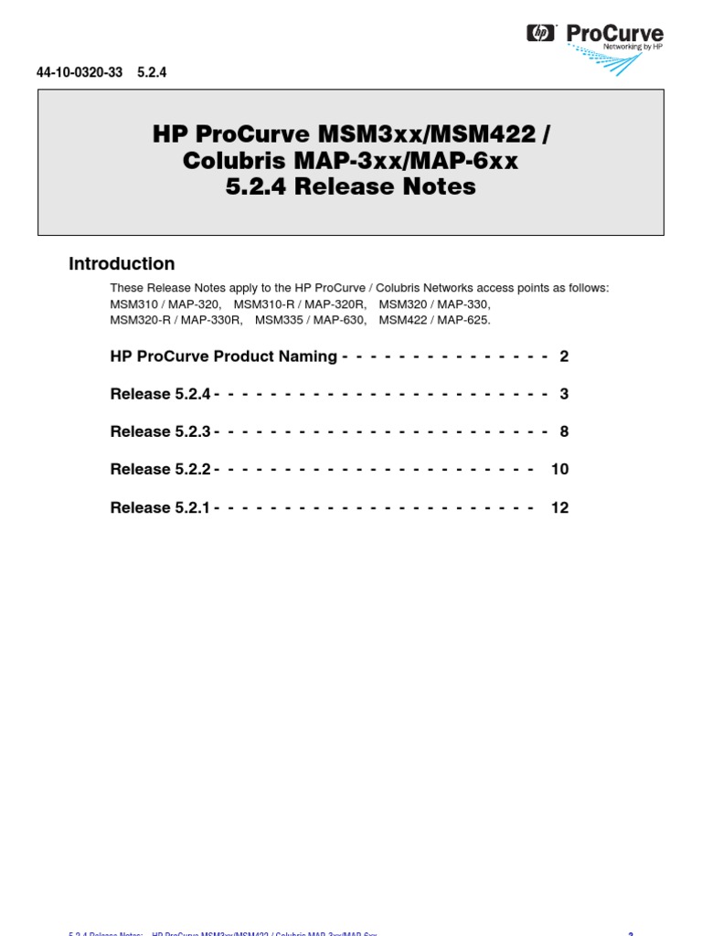 RelNotes-524 MSM3x4x MAP3x6x | PDF | Radius | Wi Fi