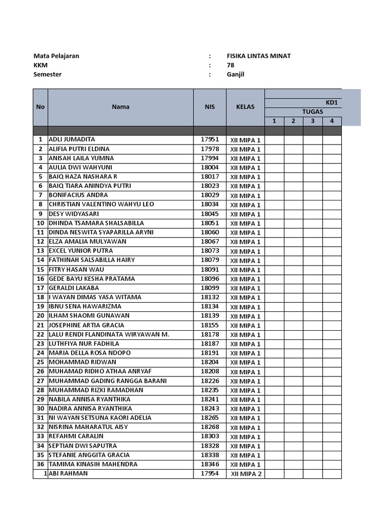 Form Penilaian XII | PDF