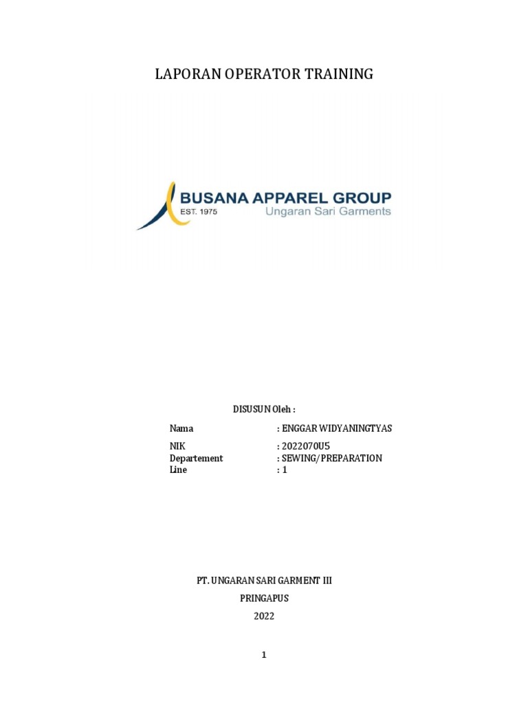 LAPORAN TRAINING ENGGAR Part 2-1 | PDF