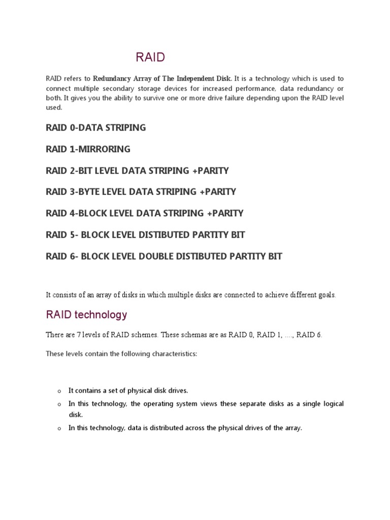An In-Depth Guide to RAID Technology: RAID Levels 0-6 Explained | PDF ... An In-Depth Guide to RAID Technology: RAID Levels 0-6 Explained | PDF ...