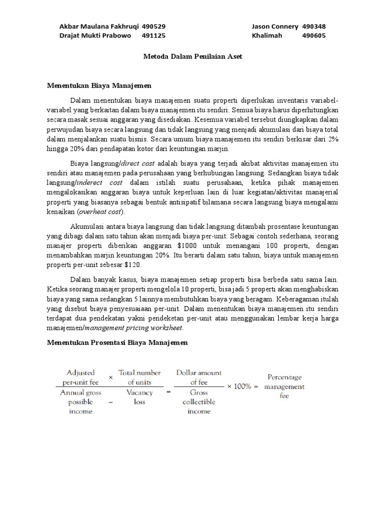 Konsep Dan Metoda Dalam Penilaian Aset Property - Kelompok 1 | PDF