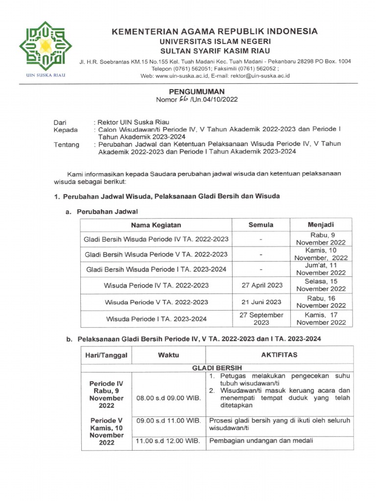 Pengumuman Wisuda Nop | PDF