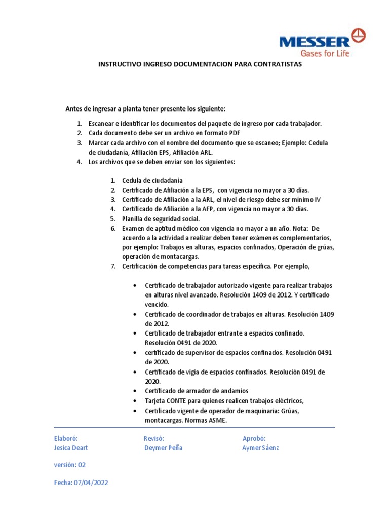 Instructivo Ingreso Documentacion para Contratistas | PDF