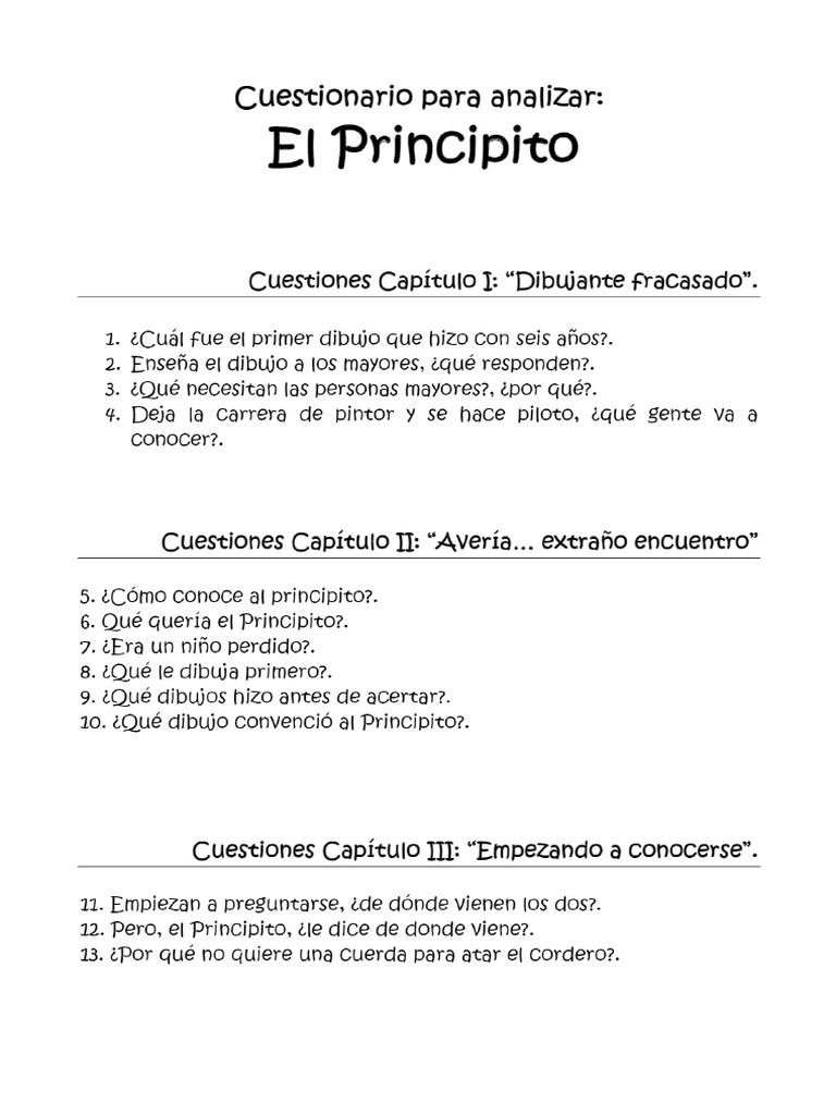 El Principito Actividades | PDF