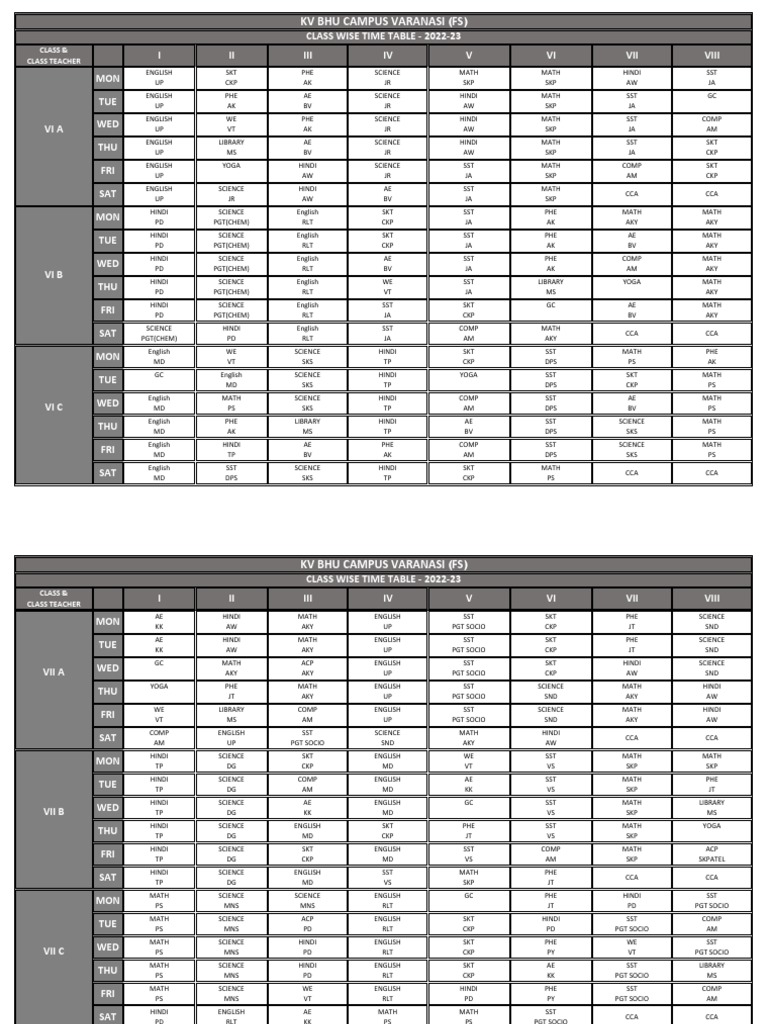 School Timetable Overview | PDF | Schools