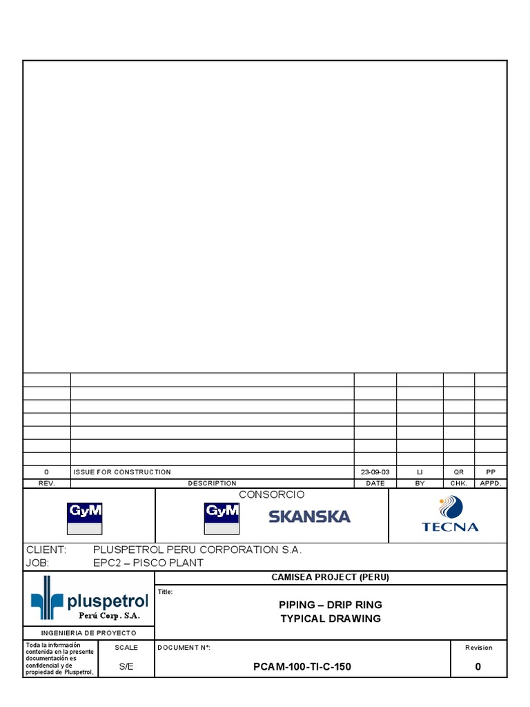 Piping Drawing for Drip Ring Typical Detail | PDF