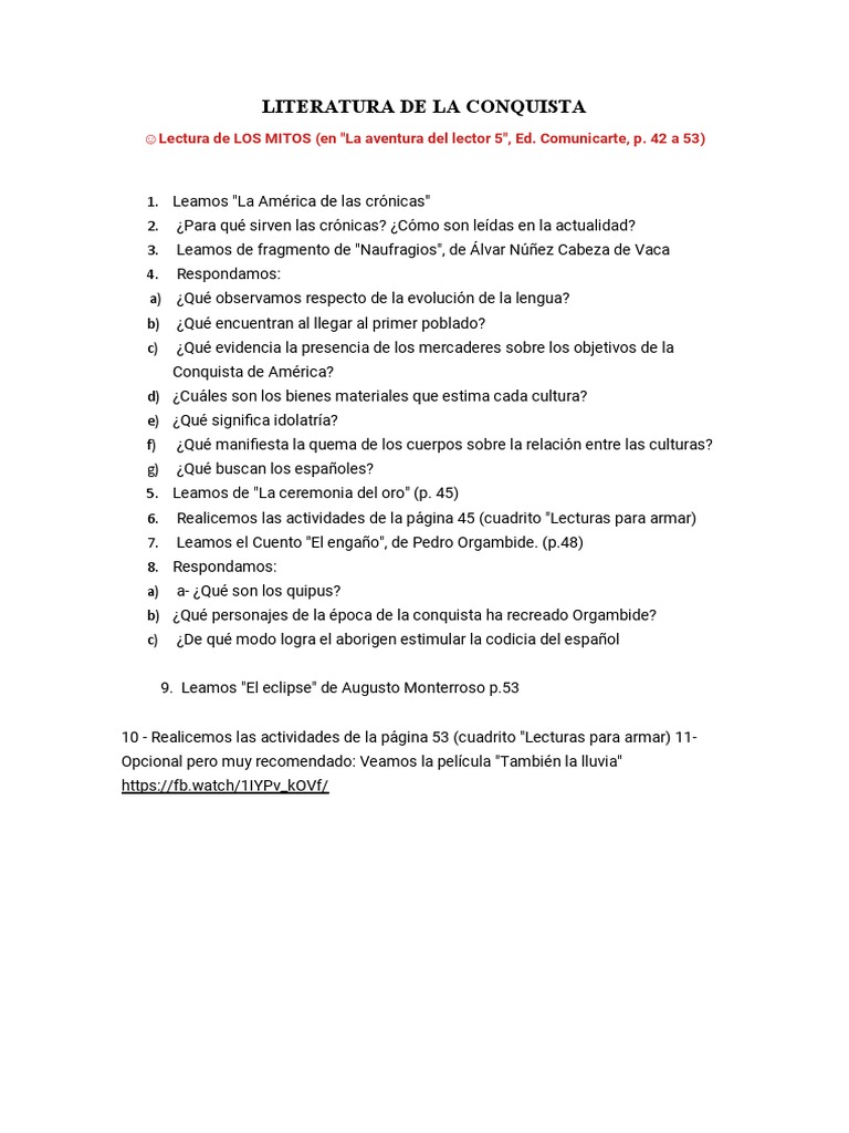 B. Literatura de La Conquista | PDF | Libros para adolescentes