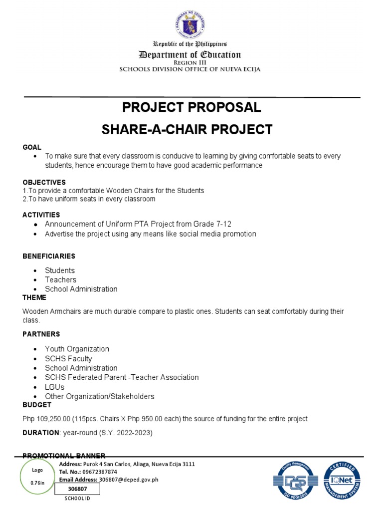 Activity Proposal-Share A Chair Project | PDF