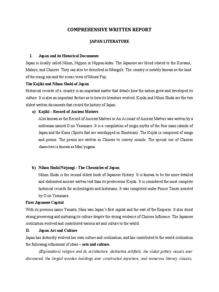Narrative Report - Japan Literature | PDF | Japanese Writing System ...