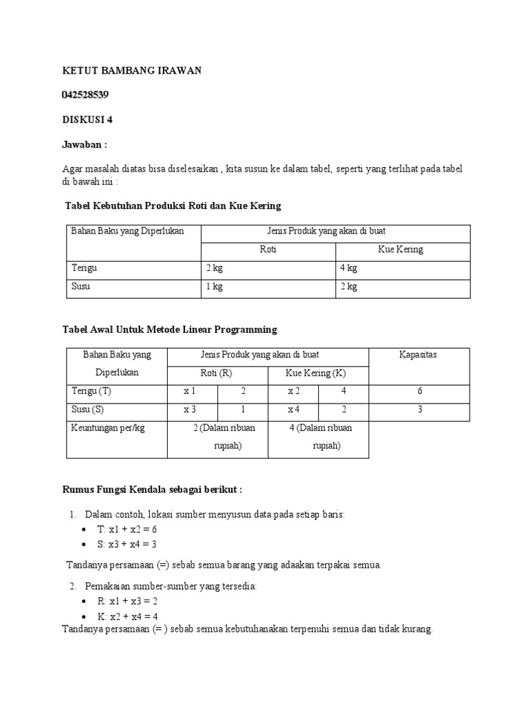 Jawaban Diskusi 4 Riset Operasi | PDF