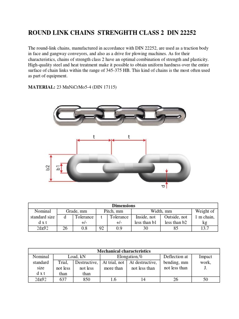 Round Link Chains Strenghth Class 2 Din 22252 | PDF