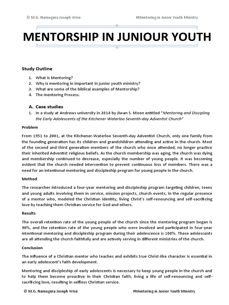 Mentorship in Junior Youth | PDF | Mentorship | Adolescence