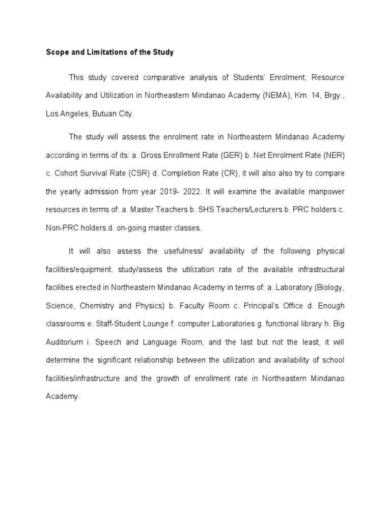 Scope and Limitations of The Study | PDF