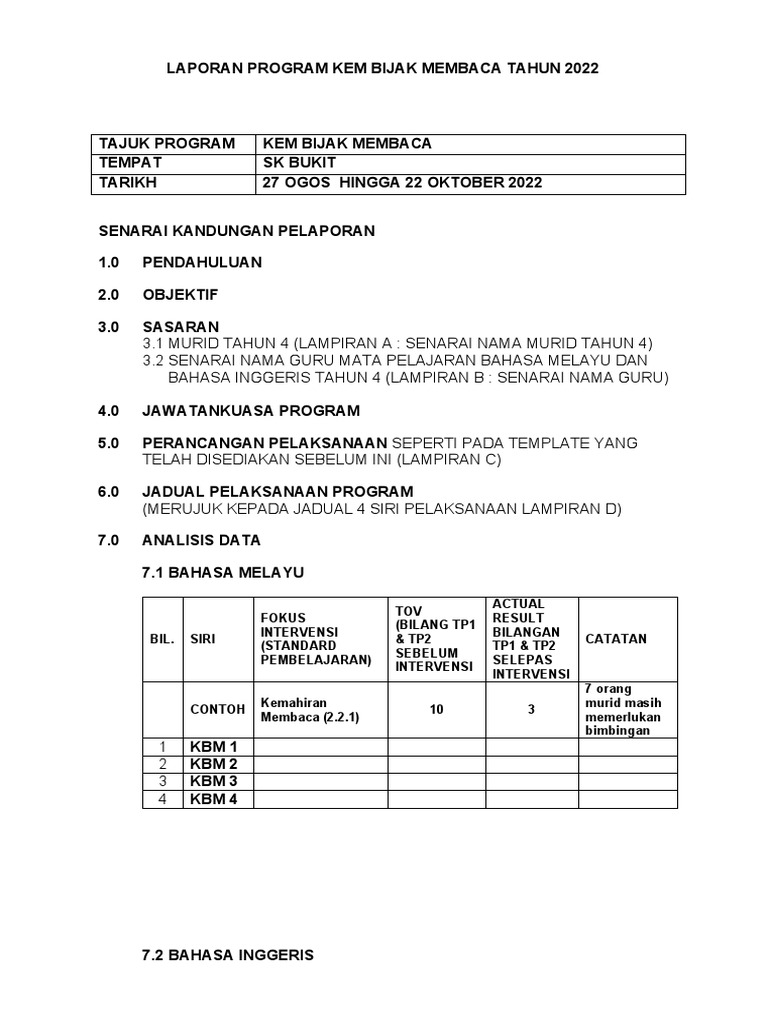 Laporan Kem Bijak Membaca (KBM) | PDF