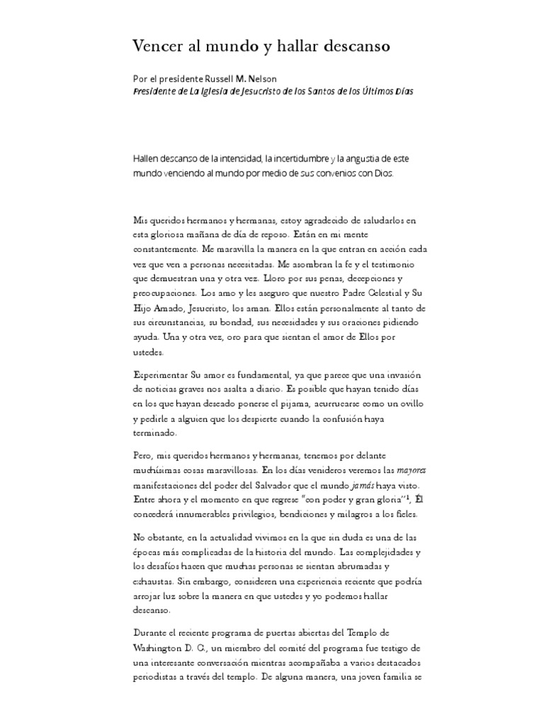 Vencer al mundo y hallar descanso | PDF | Jesús | Pecado