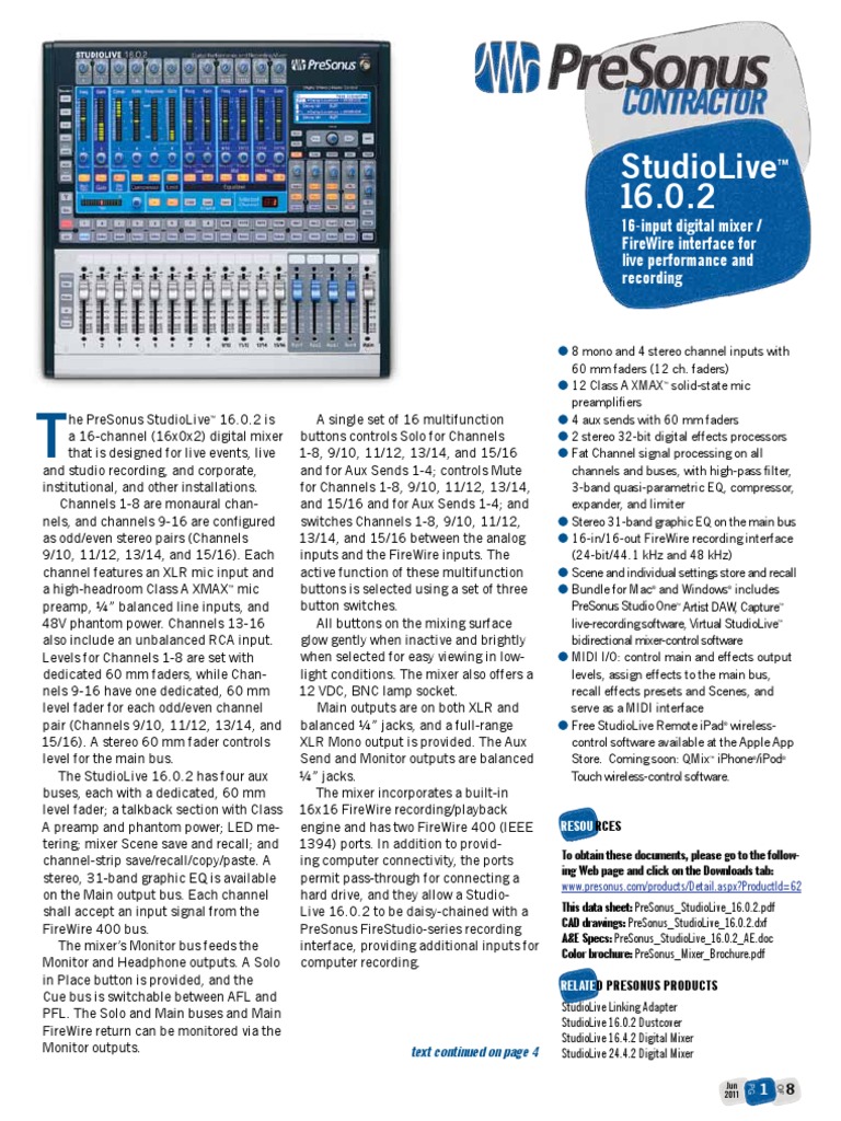 PreSonus StudioLive 16.0.2 | PDF | Data Buffer | Computer Science