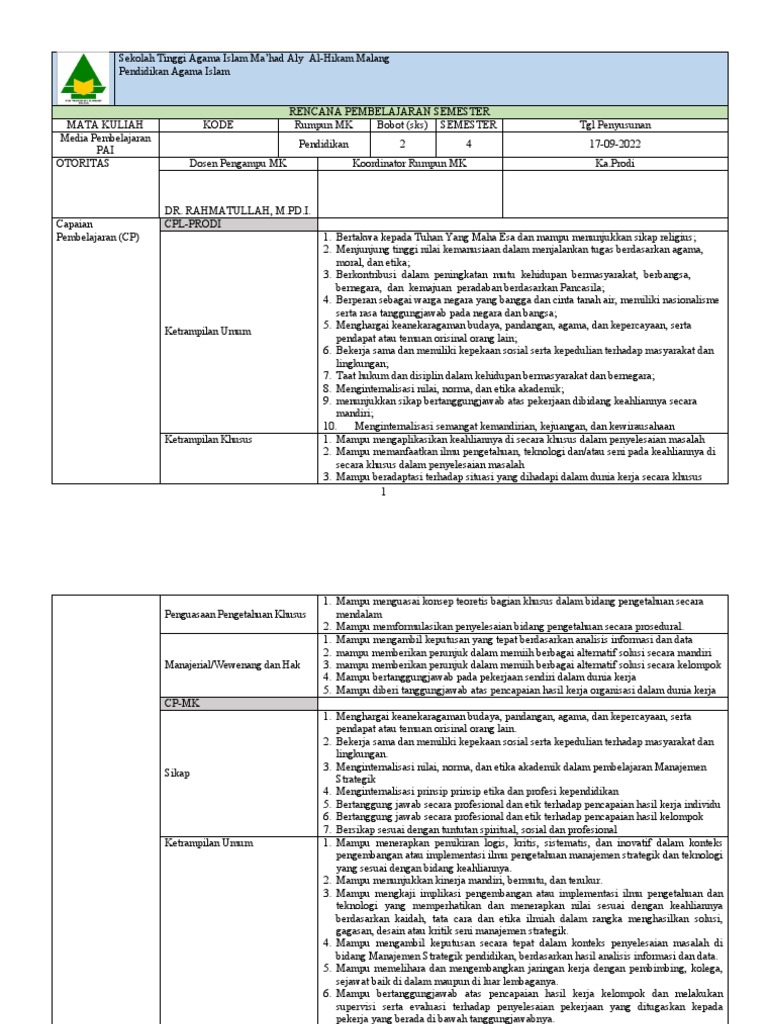 RPS Media Pembelajaran | PDF