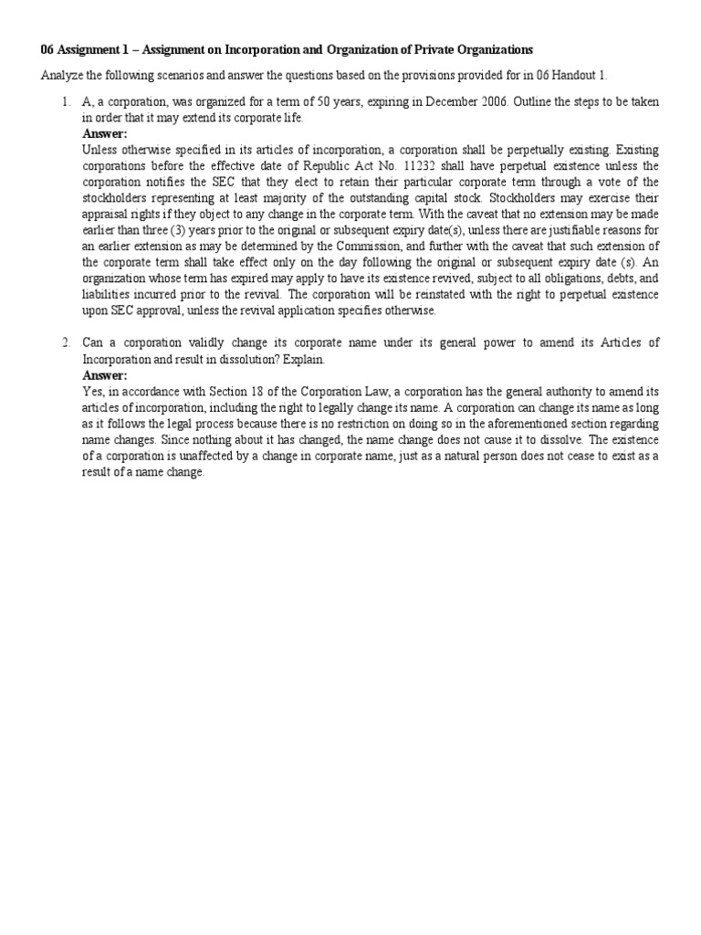 Corporate Life Extension and Name Change Guide | PDF