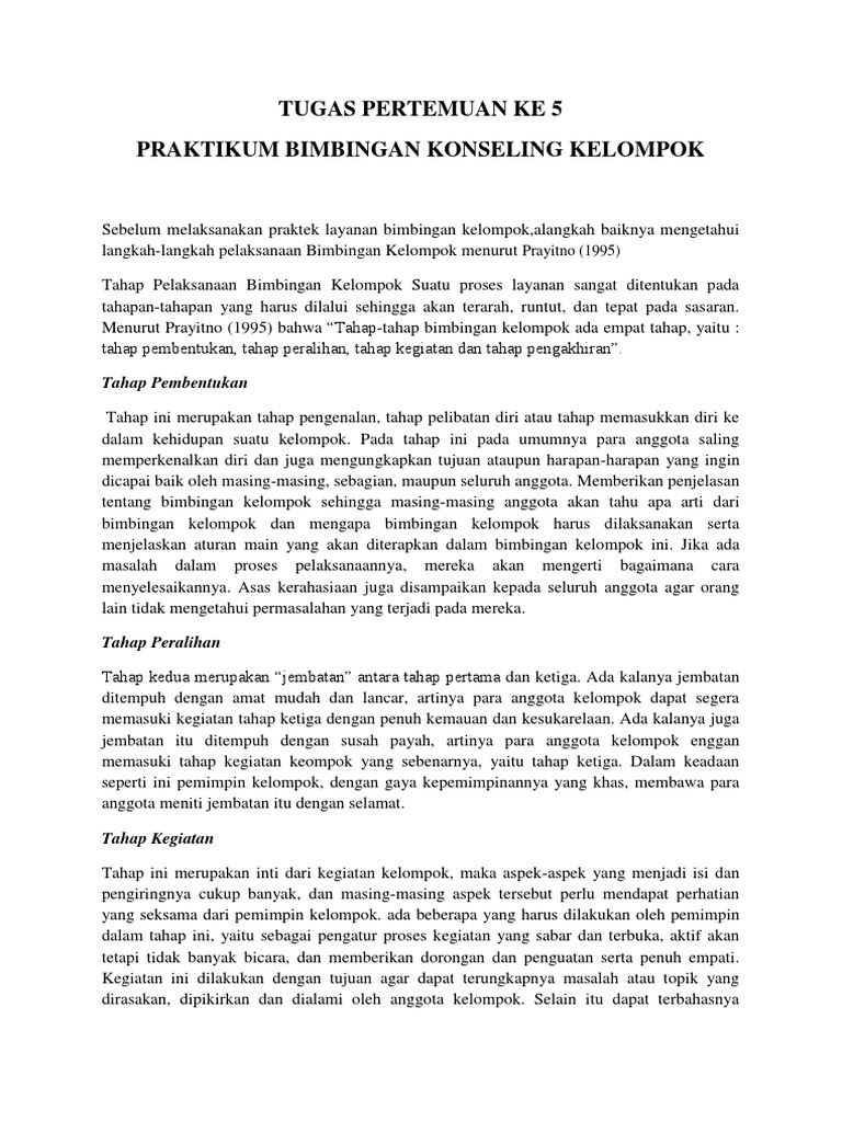 Langkah-Langkah Praktek BKK Prayitno - Sanji Sitanggang | PDF