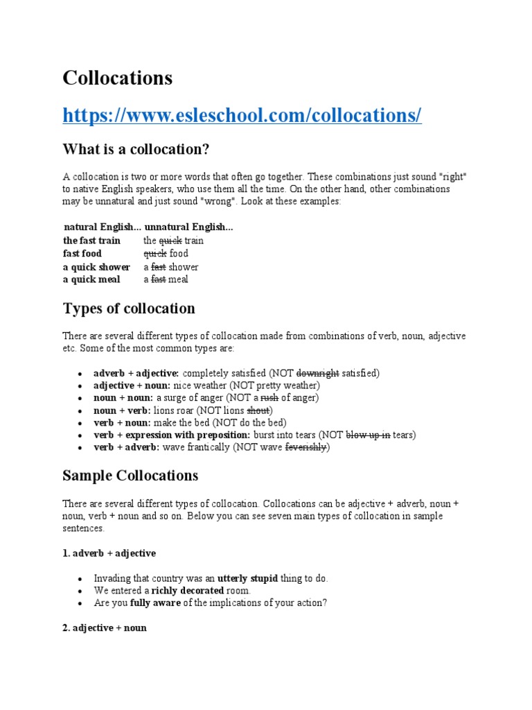 Lesson 3 Collocations | PDF | Adverb | Verb