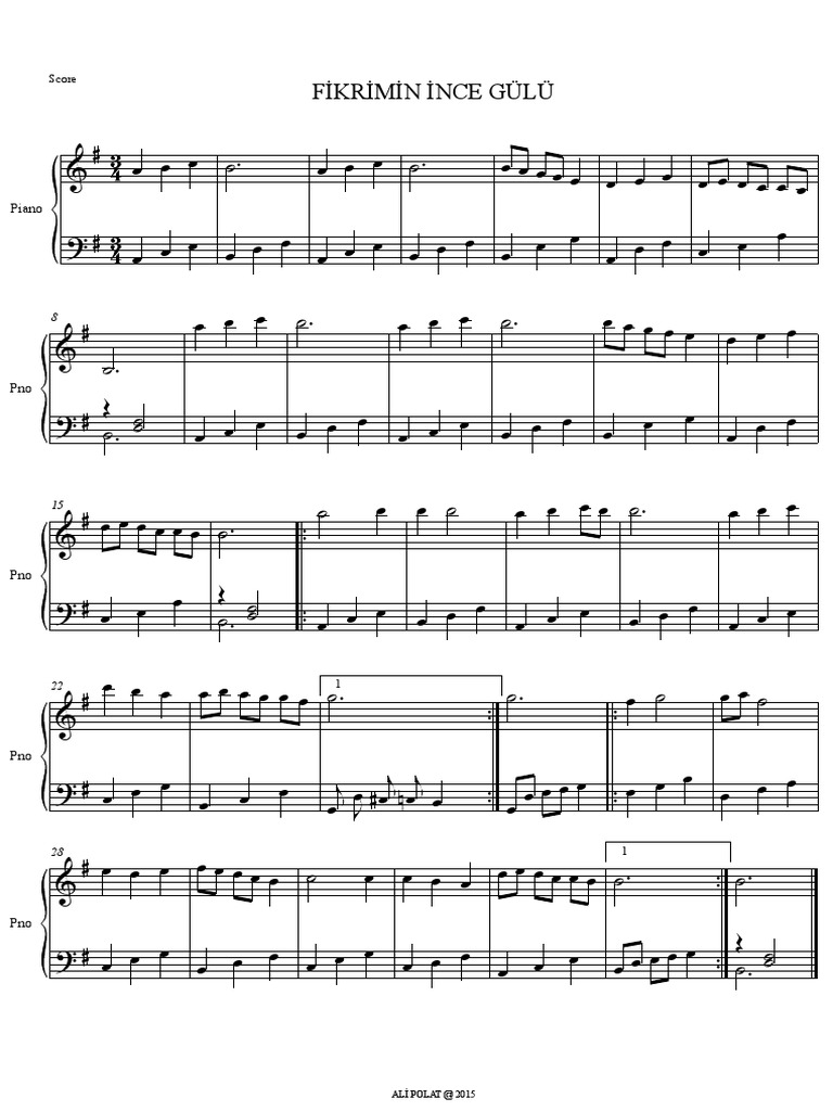 Fikrimin Ince Gülü Piyano | PDF