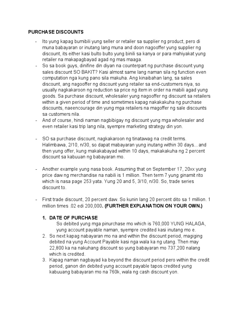 Purchase Discounts | PDF | Debits And Credits | Retail