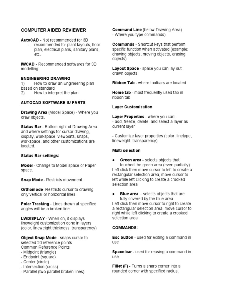 Autocad Reviewer | PDF | Circle | Cursor (User Interface)