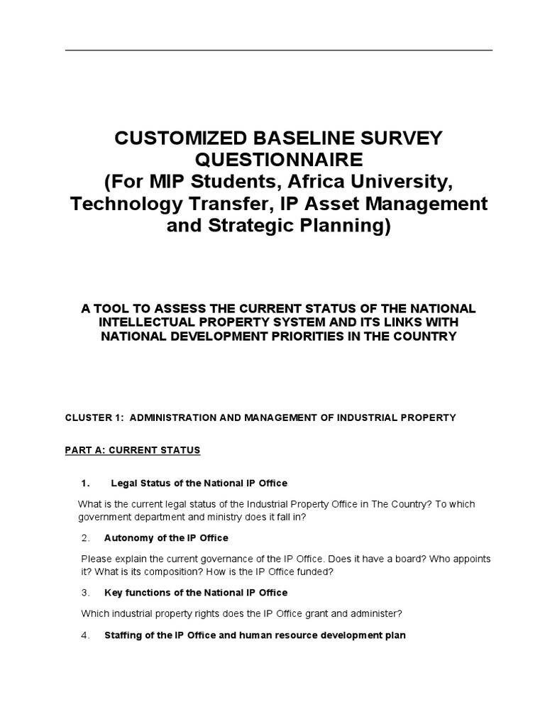 Customized Baseline Survey Tool | PDF | Intellectual Property ...