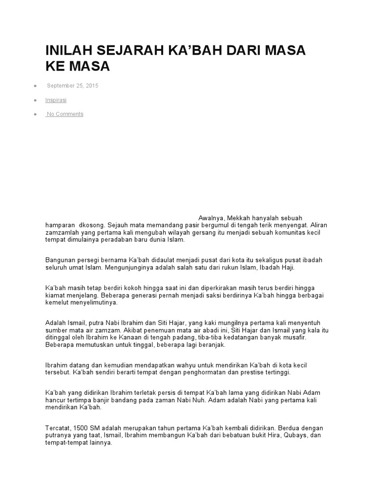 Inilah Sejarah Ka, Bah | PDF