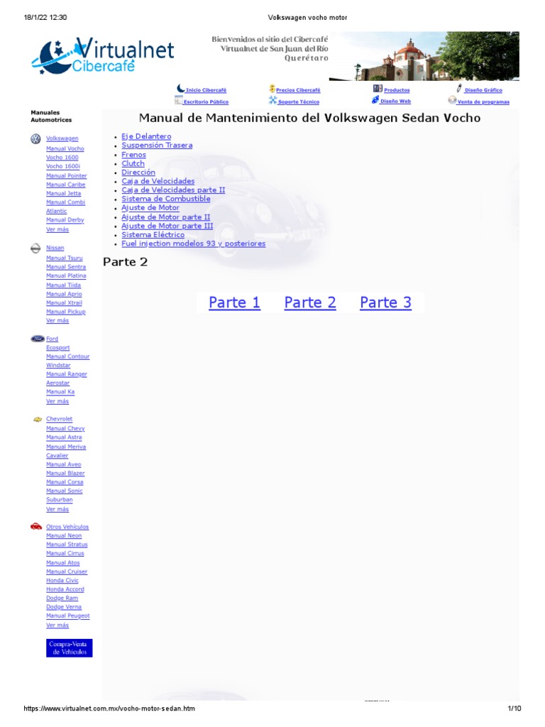 Volkswagen Vocho Motor - PDF Parte 2 | PDF | Volkswagen | Vehículos con tracción delantera