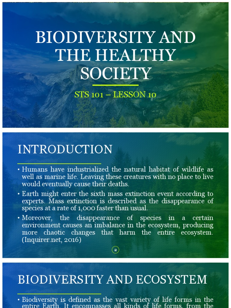 STS-Lesson 10 - Biodiversity and The Healthy Society | PDF ...
