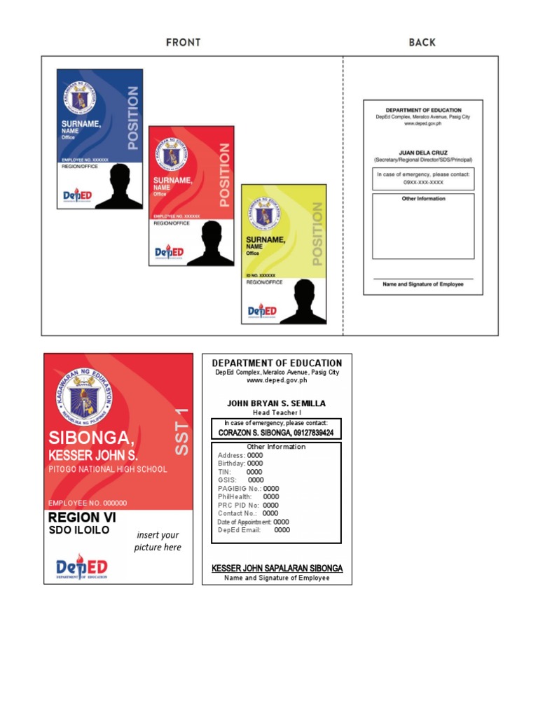DepEd Teacher ID Template Sample | PDF