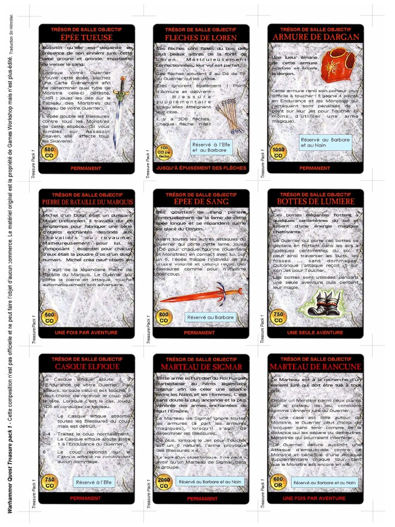 WHQ95 - Treasure Cards Pack 1 FR | PDF