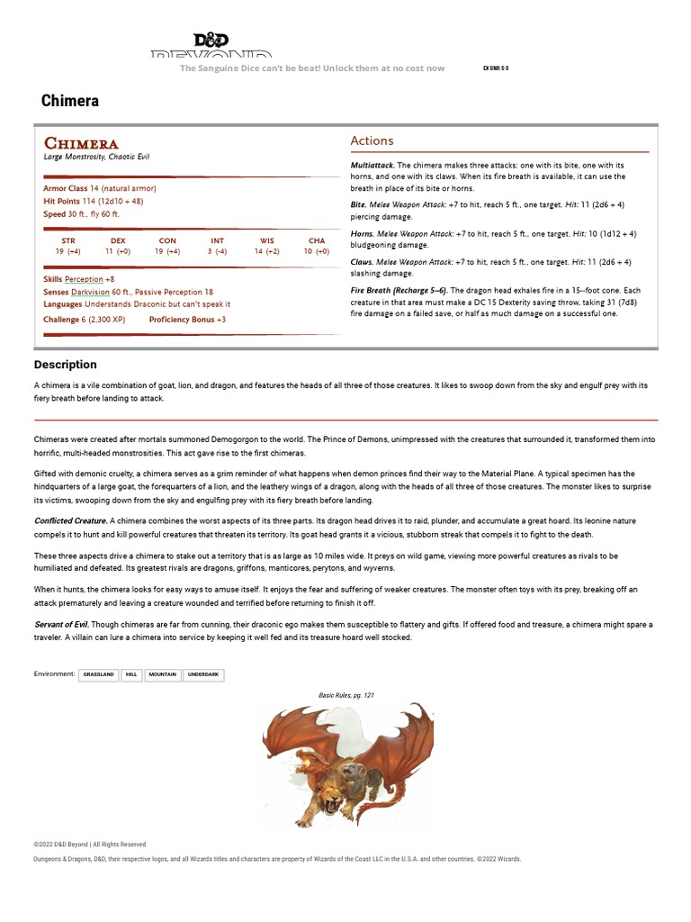 Chimera - Monsters - D&D Beyond | PDF | Dungeons & Dragons | Role ...