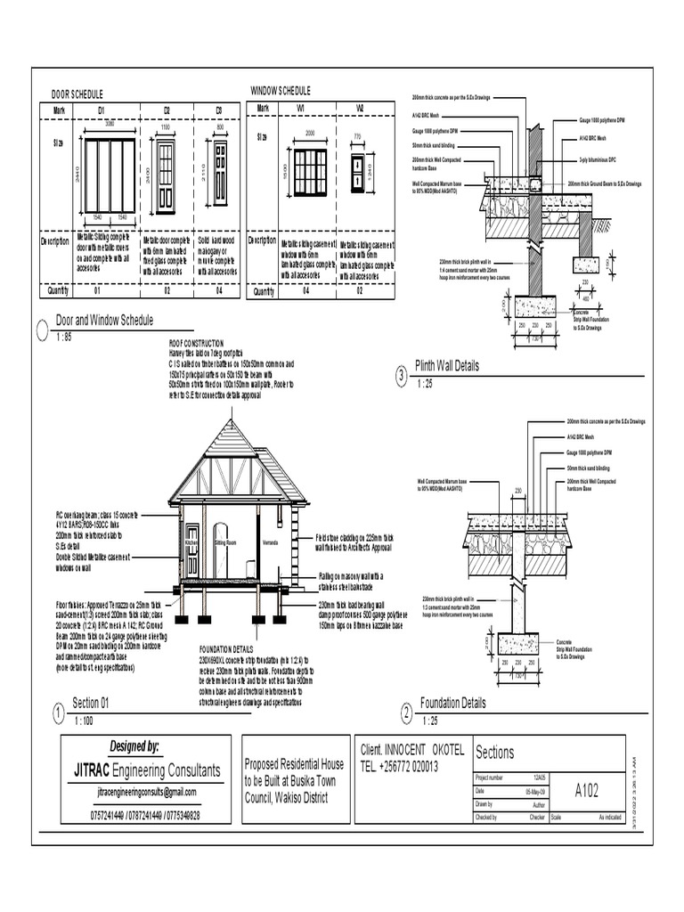 Okotel - Sheet - A102 - Sections | PDF | Concrete | Wall