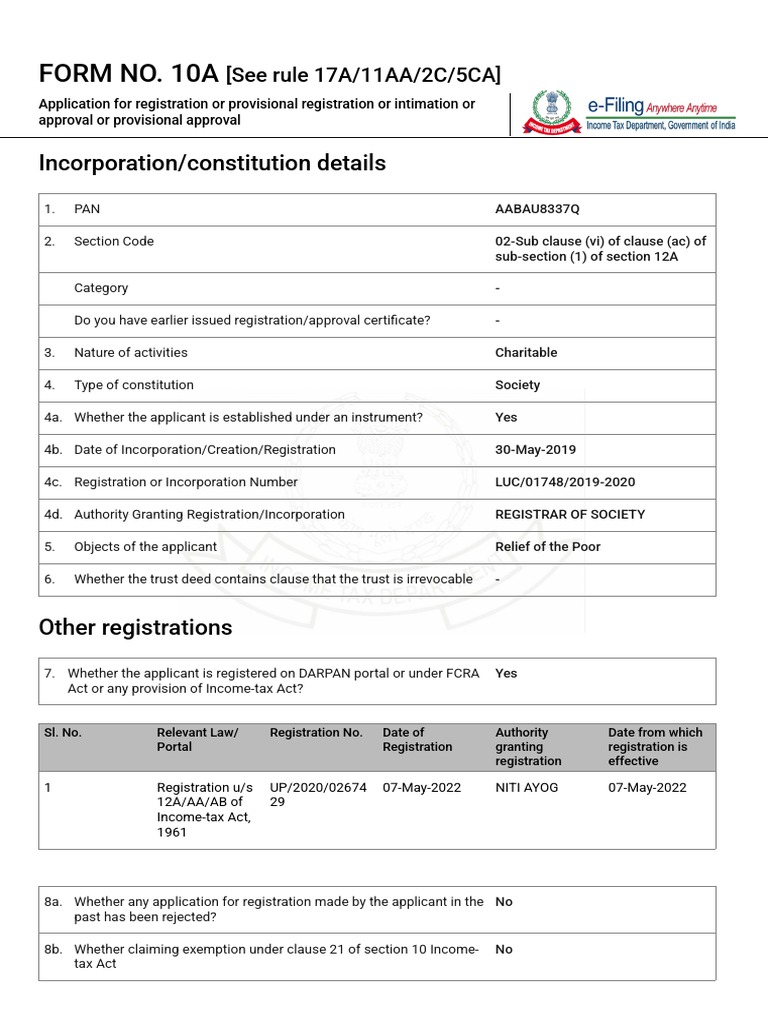 Form 10A - Filed Form | PDF | Trust Law | Economies