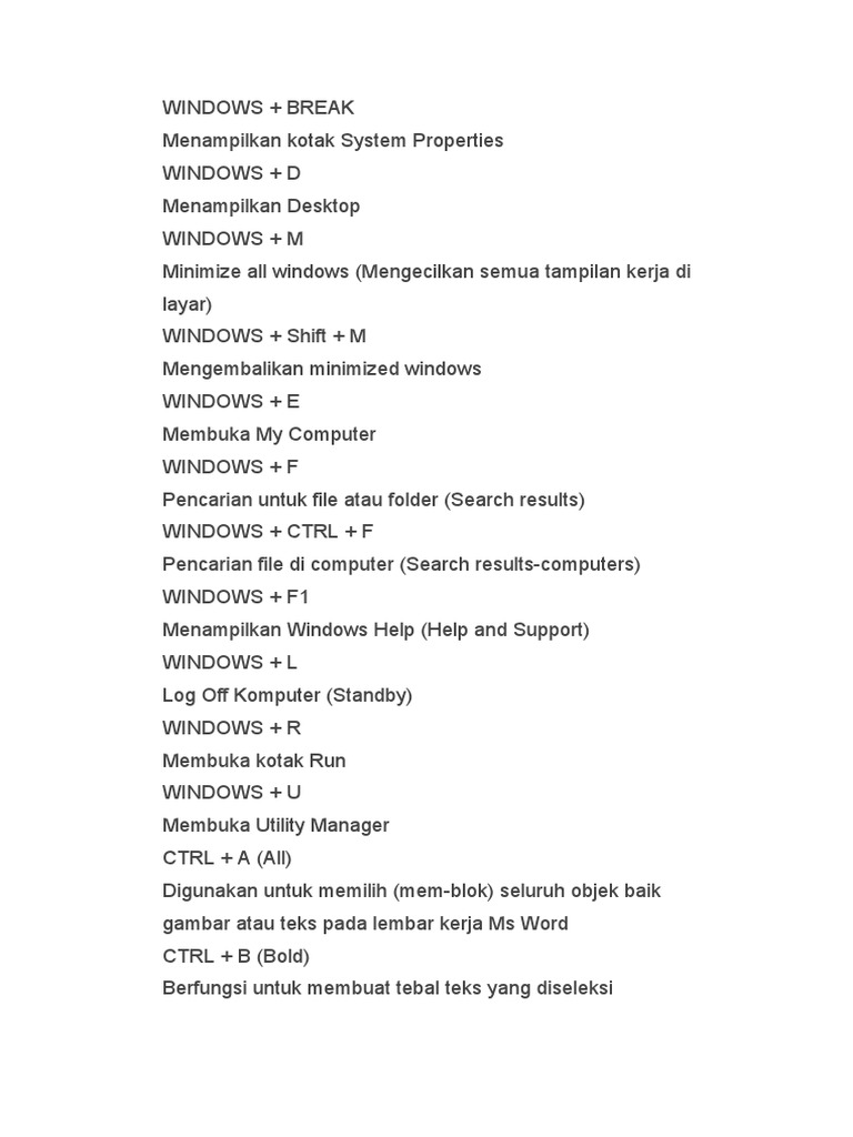 Kode Perintah Di Keyboard | PDF | Komputer